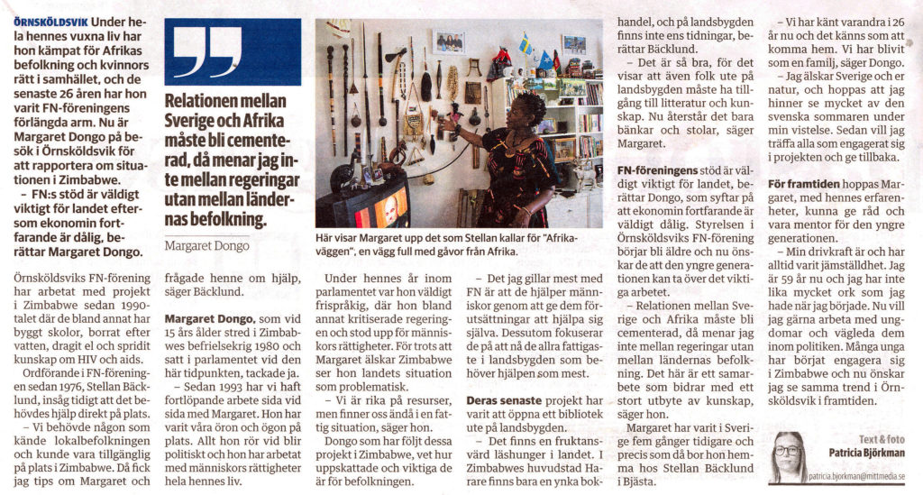 ÖA-reportage med Margaret Dongo – Örnsköldsviks FN-förening